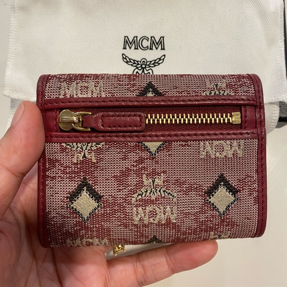 MCM | Bags | Mcm Womens Trifold Wallet In Vintage Denim Jacquard Red ...